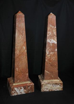 Large Italian Marble Obelisks Column Displays Architectural Art